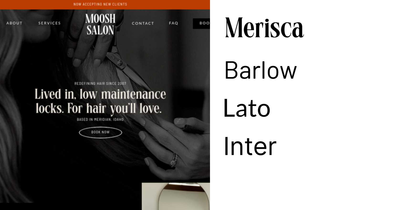 Moosh Salon - Fonts In Use