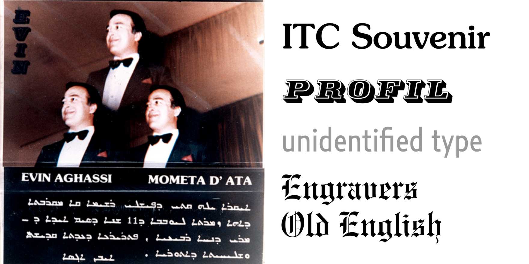 Evin Aghassi – Mometa D’Ata cassette cover - Fonts In Use